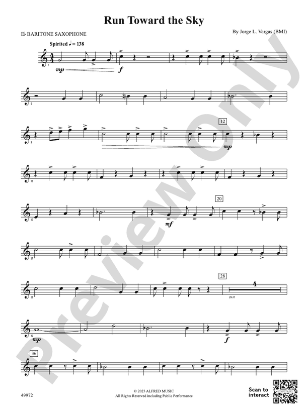 Run Toward the Sky: E-flat Baritone Saxophone: E-flat Baritone Saxophone Part - Digital Sheet ...