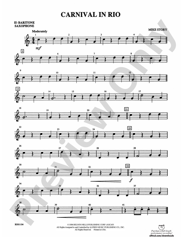 Carnival in Rio: E-flat Baritone Saxophone: E-flat Baritone Saxophone ...