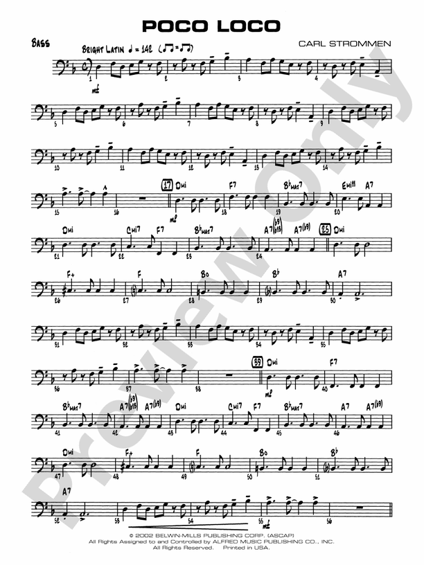 Poco Loco: String Bass: String Bass Part - Digital Sheet Music Download