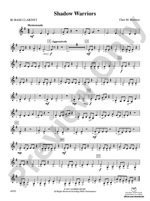 Shadow Warriors: B-flat Bass Clarinet: B-flat Bass Clarinet Part ...