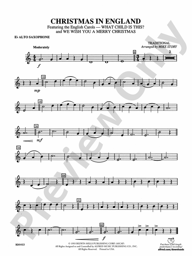Christmas in England: E-flat Alto Saxophone: E-flat Alto Saxophone Part - Digital Sheet Music ...