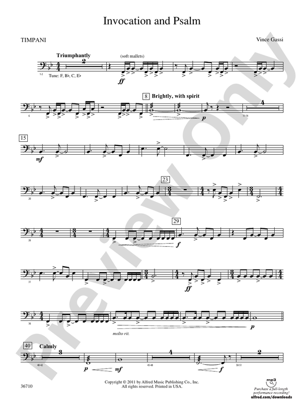 Invocation and Psalm: Timpani: Timpani Part - Digital Sheet Music Download