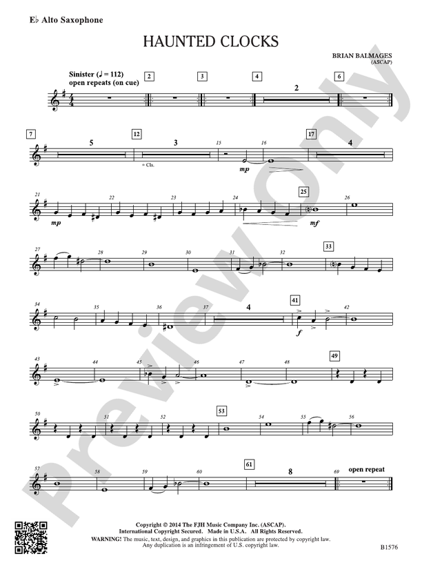 Haunted Clocks: E-flat Alto Saxophone: E-flat Alto Saxophone Part: Brian Balmages - Digital ...