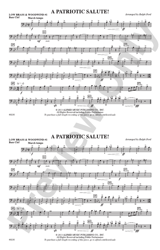 A Patriotic Salute!: Low Brass & Woodwinds #1 - Bass Clef: Low Brass ...