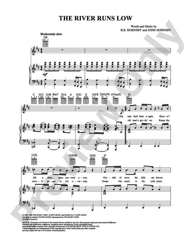 The River Runs Low: Piano/Vocal/Chords: Bruce Hornsby - Digital Sheet Music Download