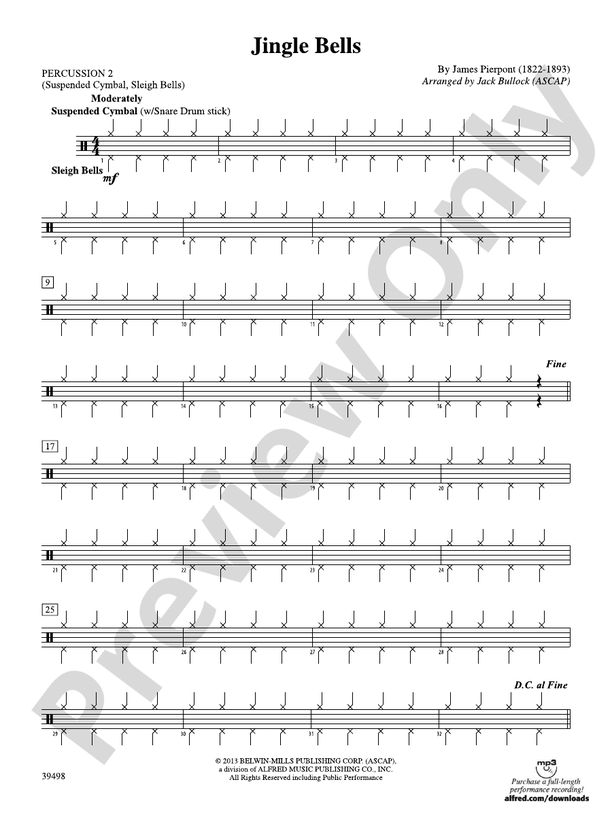 Jingle Bells: 2nd Percussion: 2nd Percussion Part - Digital Sheet Music ...