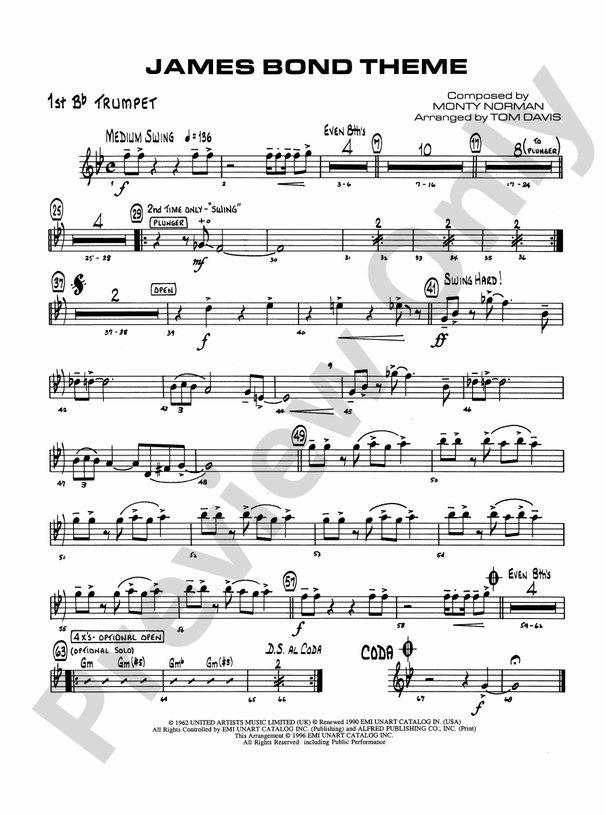 James Bond Theme: 1st B-flat Trumpet: 1st B-flat Trumpet Part - Digital ...