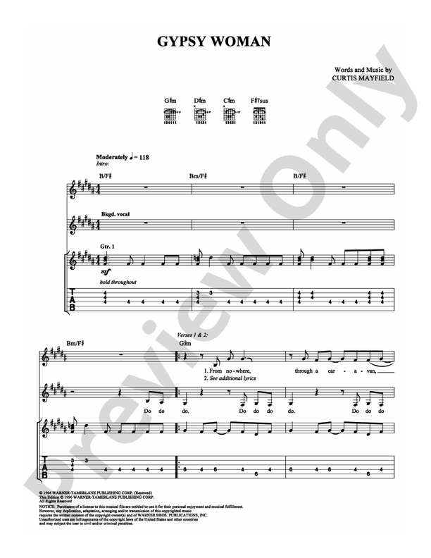 Gypsy Woman: Guitar TAB: Curtis Mayfield - Digital Sheet Music Download