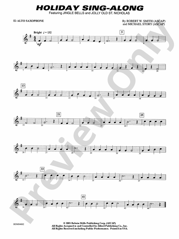 Holiday Sing-Along: E-flat Alto Saxophone: E-flat Alto Saxophone Part - Digital Sheet Music Download