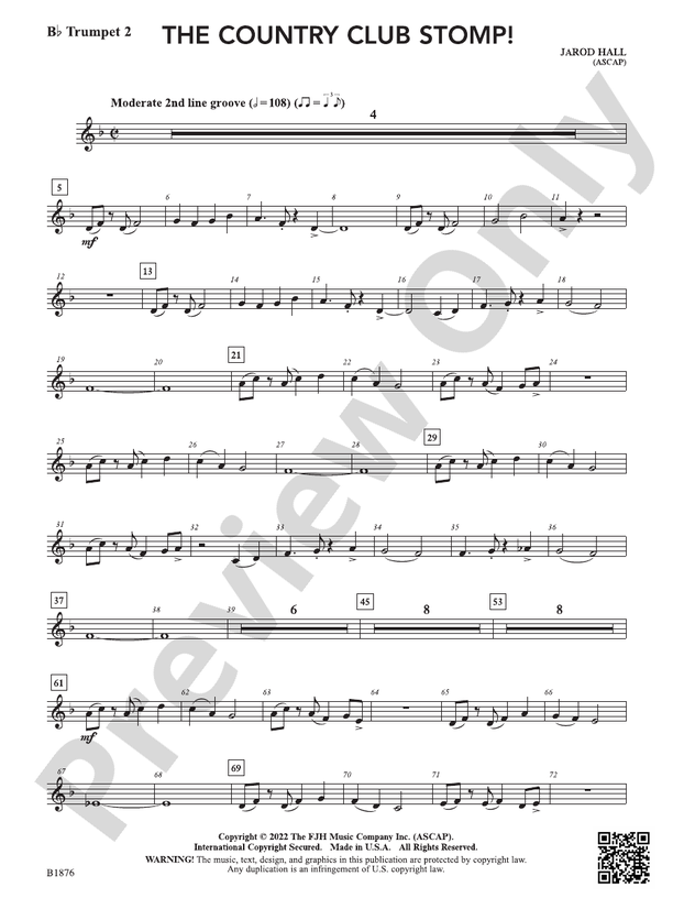 The Country Club Stomp!: B-flat Trumpet 2: B-flat Trumpet 2 Part: JaRod ...