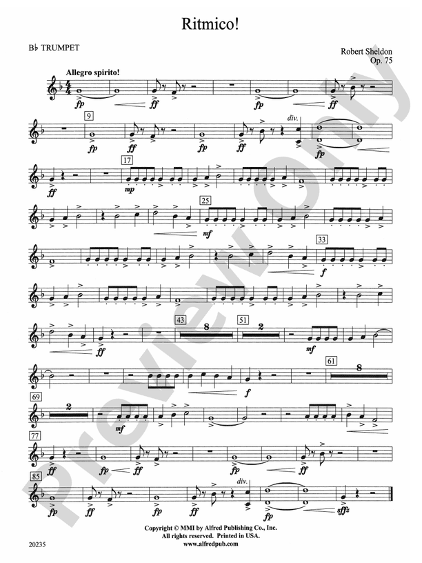 Ritmico!: 1st B-flat Trumpet: 1st B-flat Trumpet Part - Digital Sheet Music Download