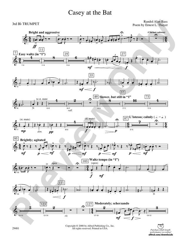 Casey at the Bat: 3rd B-flat Trumpet: 3rd B-flat Trumpet Part - Digital ...