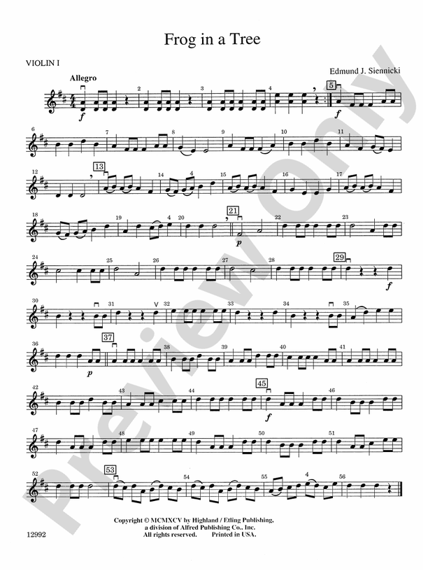 Frog in a Tree: 1st Violin: 1st Violin Part - Digital Sheet Music Download