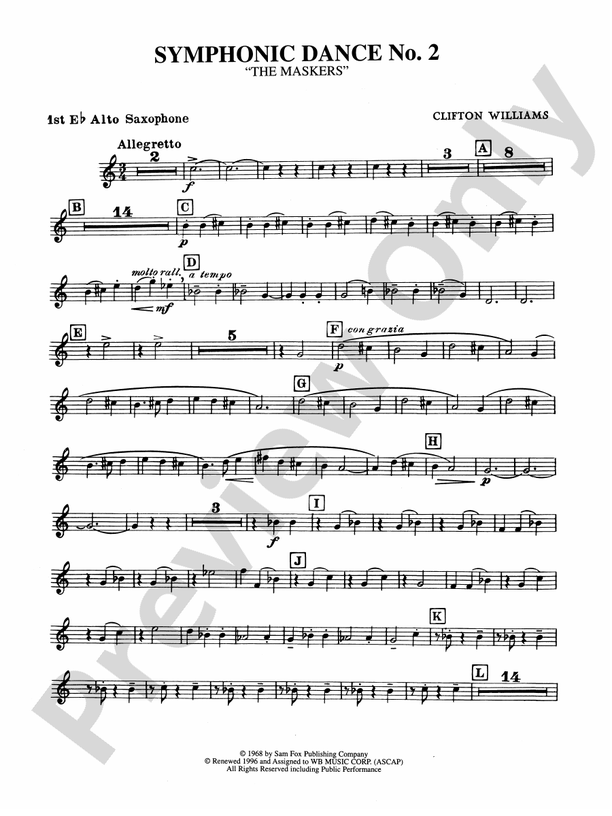 Symphonic Dance No. 2: E-flat Alto Saxophone: E-flat Alto Saxophone ...