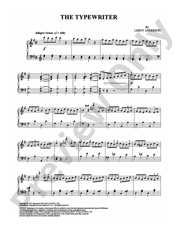 The Typewriter: Piano: Leroy Anderson - Digital Sheet Music Download