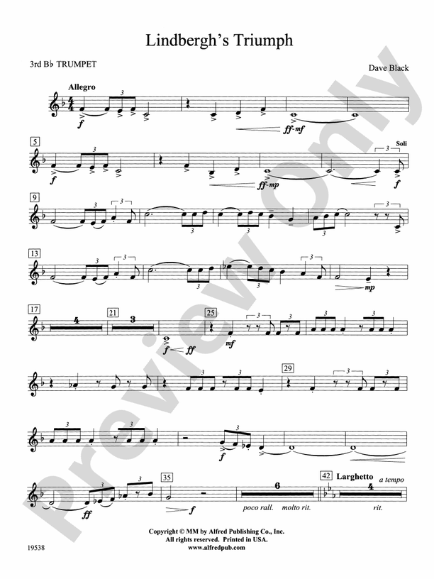 Lindbergh's Triumph: 3rd B-flat Trumpet: 3rd B-flat Trumpet Part - Digital Sheet Music Download