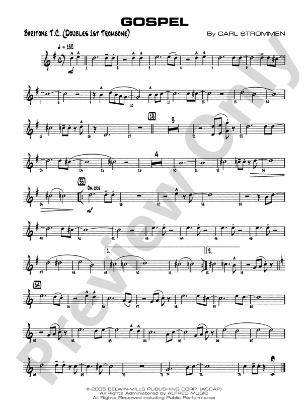 Gospel: Baritone T.C.: Baritone T.C. Part - Digital Sheet Music Download
