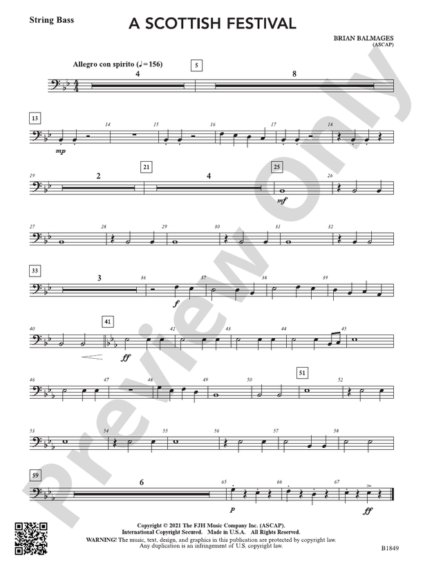 A Scottish Festival: String Bass: String Bass Part: Brian Balmages ...