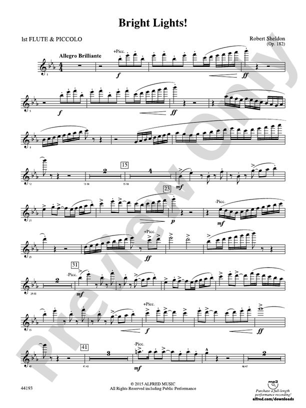 Bright Lights!: Flute: Flute Part - Digital Sheet Music Download
