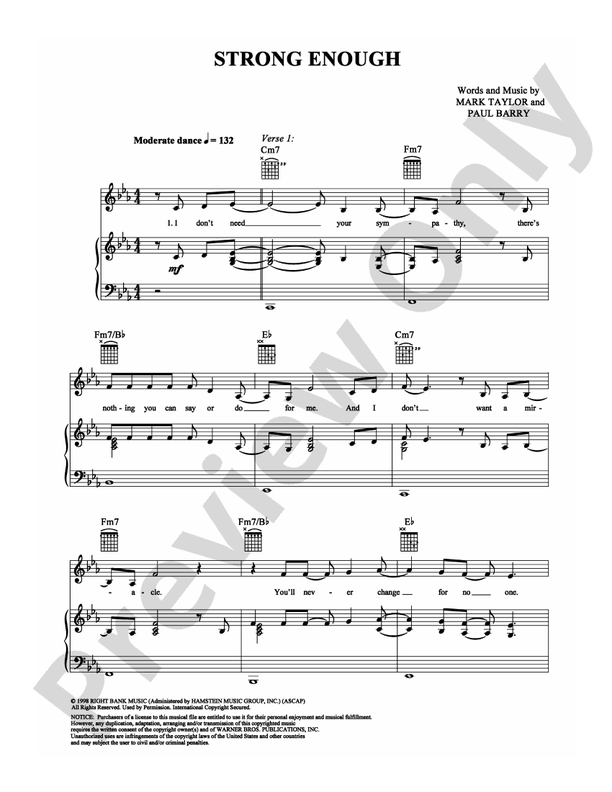 Strong Enough: Piano/Vocal/Chords: Cher - Digital Sheet Music Download