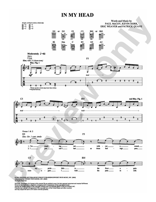 In My Head: Guitar TAB: 12 Stones - Digital Sheet Music Download