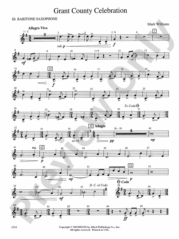 Grant County Celebration: E-flat Baritone Saxophone: E-flat Baritone Saxophone Part - Digital ...