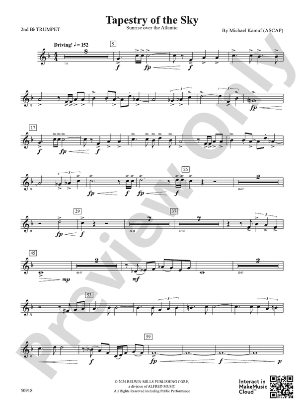 Tapestry of the Sky: 2nd B-flat Trumpet: 2nd B-flat Trumpet Part - Digital Sheet Music Download