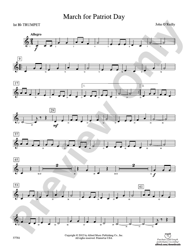 March for Patriot Day: 1st B-flat Trumpet: 1st B-flat Trumpet Part ...