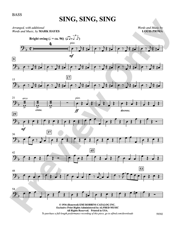 Sing, Sing, Sing: String Bass: String Bass Part - Digital Sheet Music ...
