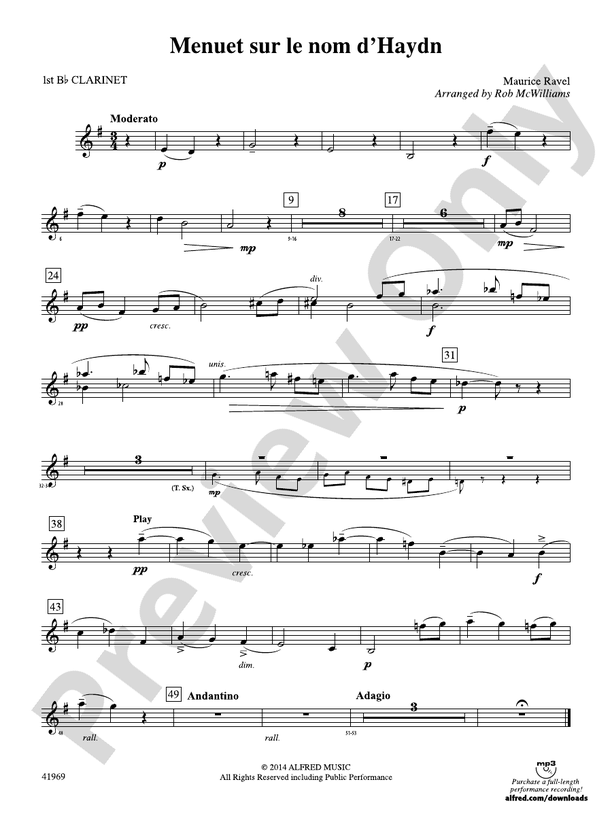 Menuet sur le nom d'Haydn: 1st B-flat Clarinet: 1st B-flat Clarinet ...