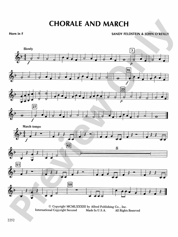 Chorale and March: 1st F Horn: 1st F Horn Part - Digital Sheet Music ...