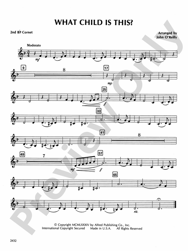 What Child Is This?: 2nd B-flat Cornet: 2nd B-flat Cornet Part ...