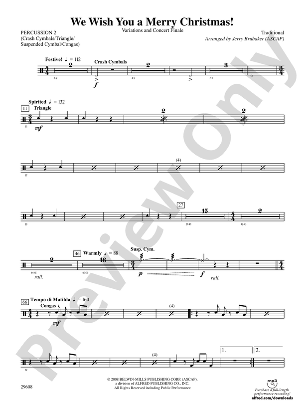 We Wish You a Merry Christmas!: 2nd Percussion: 2nd Percussion Part ...