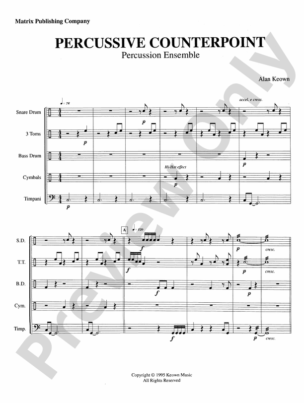 Percussive Counterpoint: Percussion Ensemble Book: Alan Keown - Digital ...