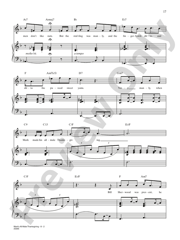 Mark's All-Male Thanksgiving (from "Elegies: A Song Cycle"): Piano/Vocal/Chords: William Finn ...