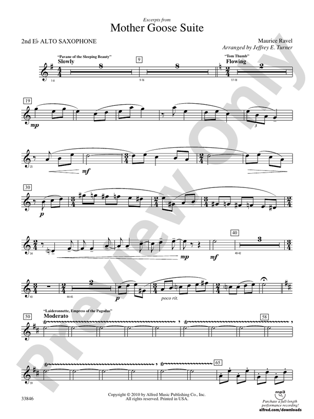 Mother Goose Suite: 2nd E-flat Alto Saxophone: 2nd E-flat Alto Saxophone Part - Digital Sheet ...
