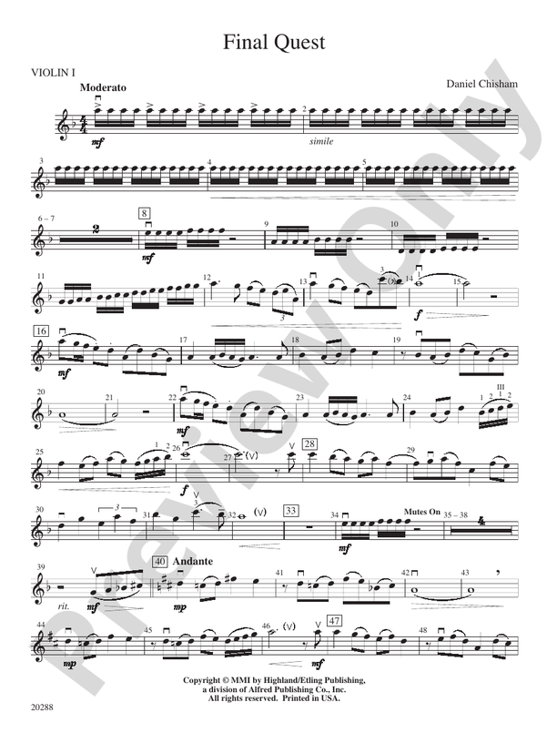 Final Quest: 1st Violin: 1st Violin Part - Digital Sheet Music Download