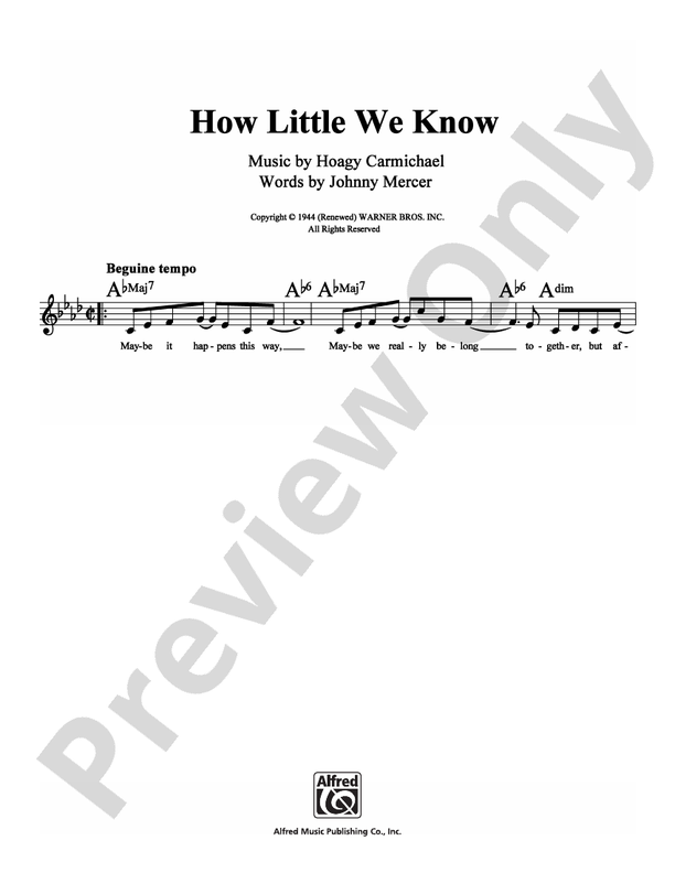 How Little We Know: Lead Sheet: Hoagy Carmichael - Digital Sheet Music ...
