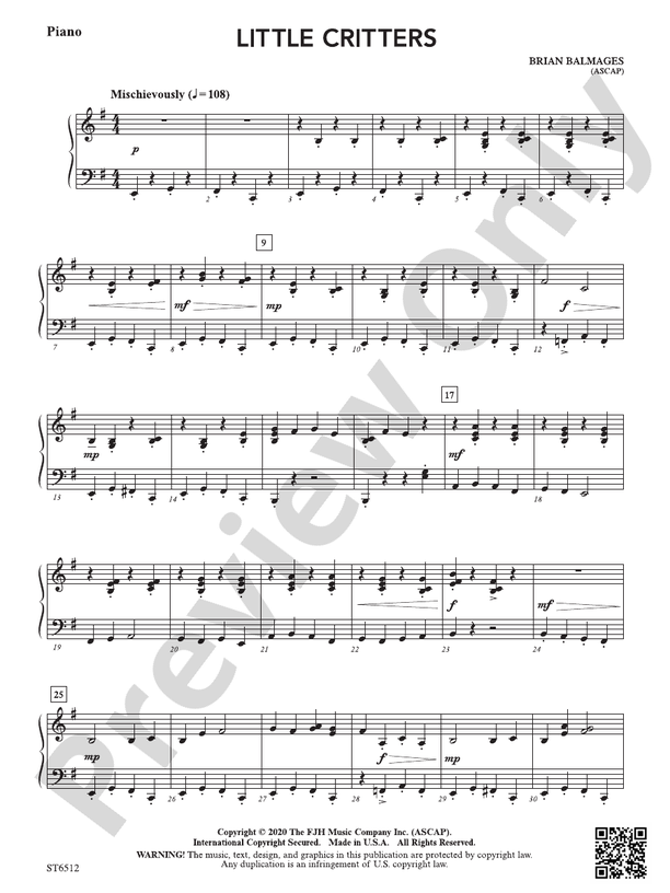 Little Critters: Piano: Piano Part: Brian Balmages - Digital Sheet ...