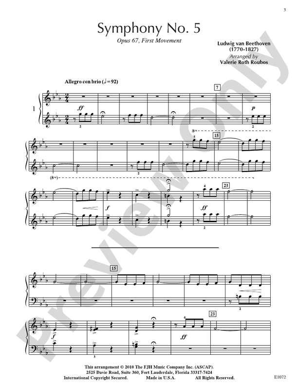 Symphony No. 5, Opus 67, First Movement: Piano: Ludwig van Beethoven - Digital Sheet Music Download