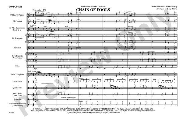 Chain of Fools: Score: Marching Band Score - Digital Sheet Music Download