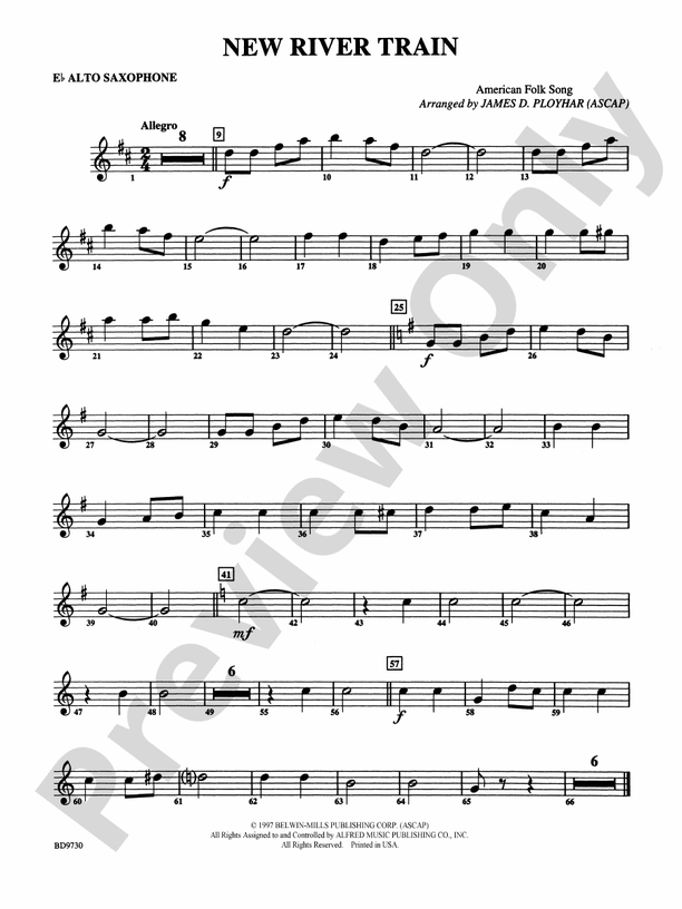 New River Train (American Folk Song): E-flat Alto Saxophone: E-flat ...