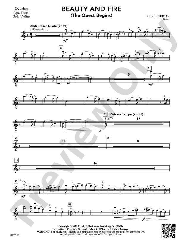 Beauty and Fire (The Quest Begins): Ocarina (opt. Flute or Solo Violin ...