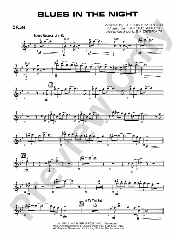 Blues in the Night: Flute: Flute Part - Digital Sheet Music Download