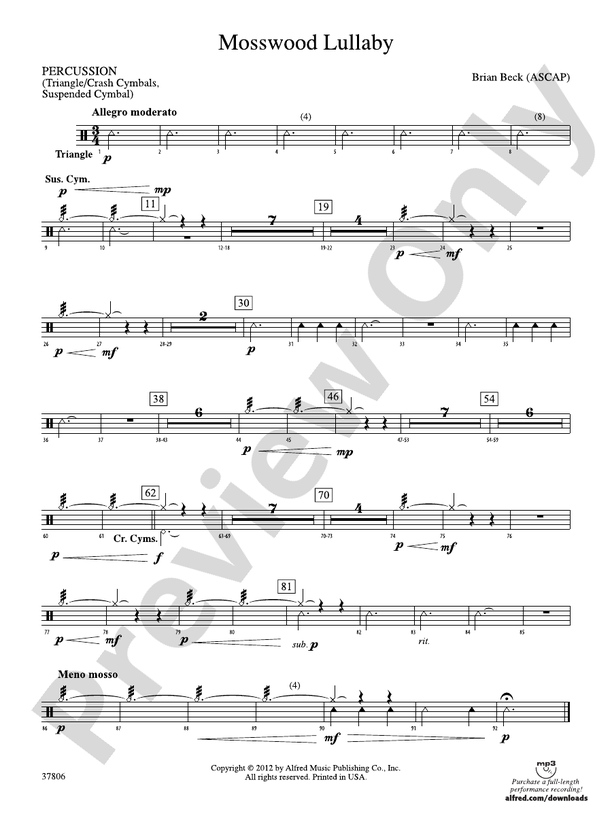 Mosswood Lullaby: 1st Percussion: 1st Percussion Part - Digital Sheet ...