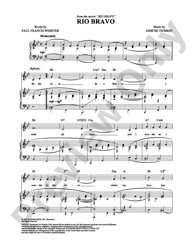 Rio Bravo: Piano/Vocal/Chords: Dimitri Tiomkin - Digital Sheet Music ...