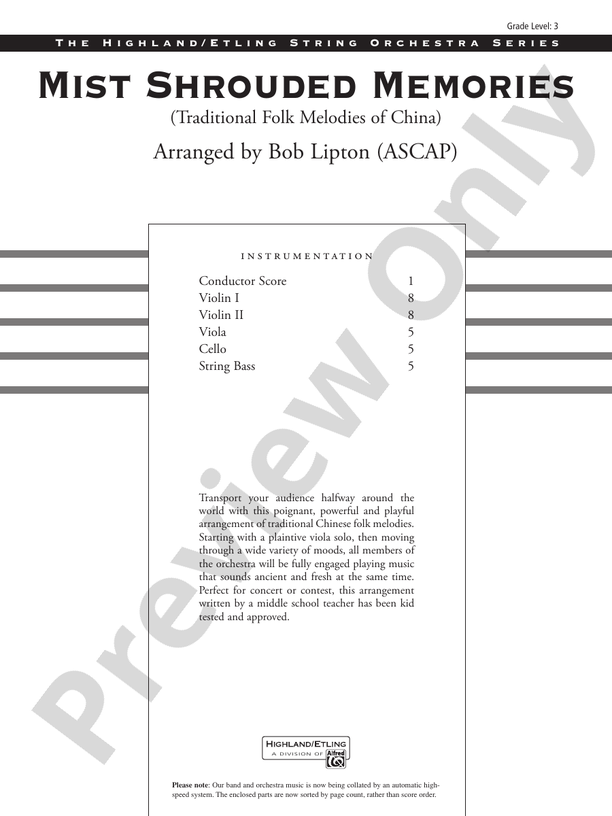 Mist Shrouded Memories: Score: String Orchestra Score - Digital Sheet ...