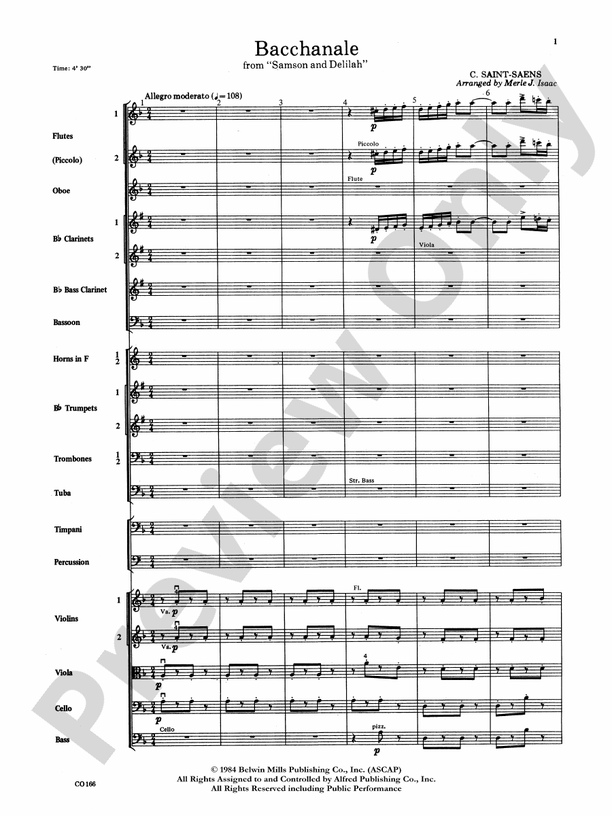 Bacchanale from Samson and Delilah: Score: Full Orchestra Score ...
