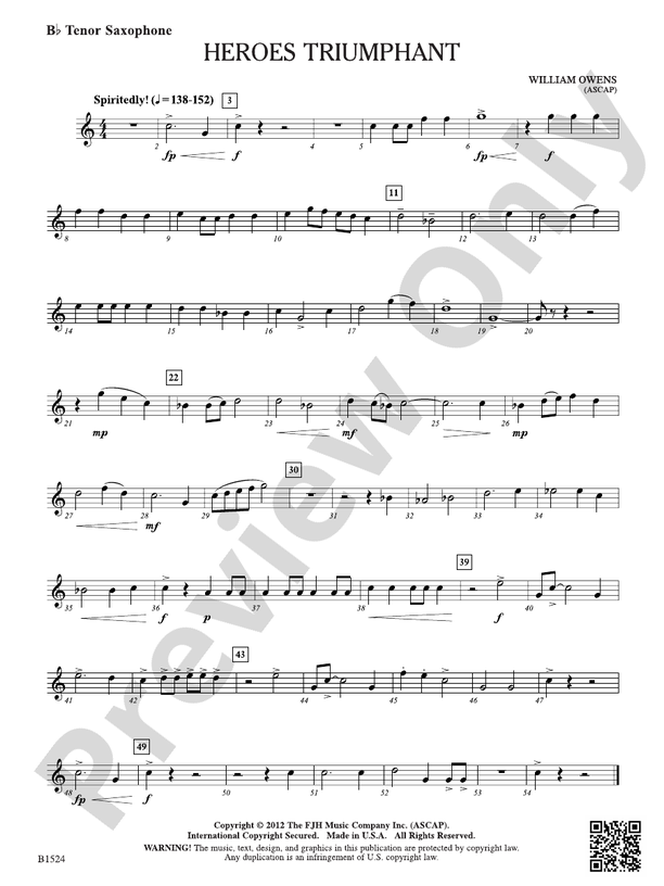 Heroes Triumphant: B-flat Tenor Saxophone: B-flat Tenor Saxophone Part ...