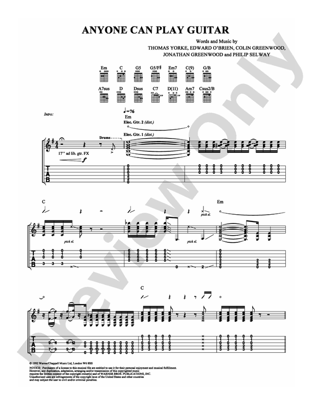 Anyone Can Play Guitar: Guitar TAB: Radiohead - Digital Sheet Music ...